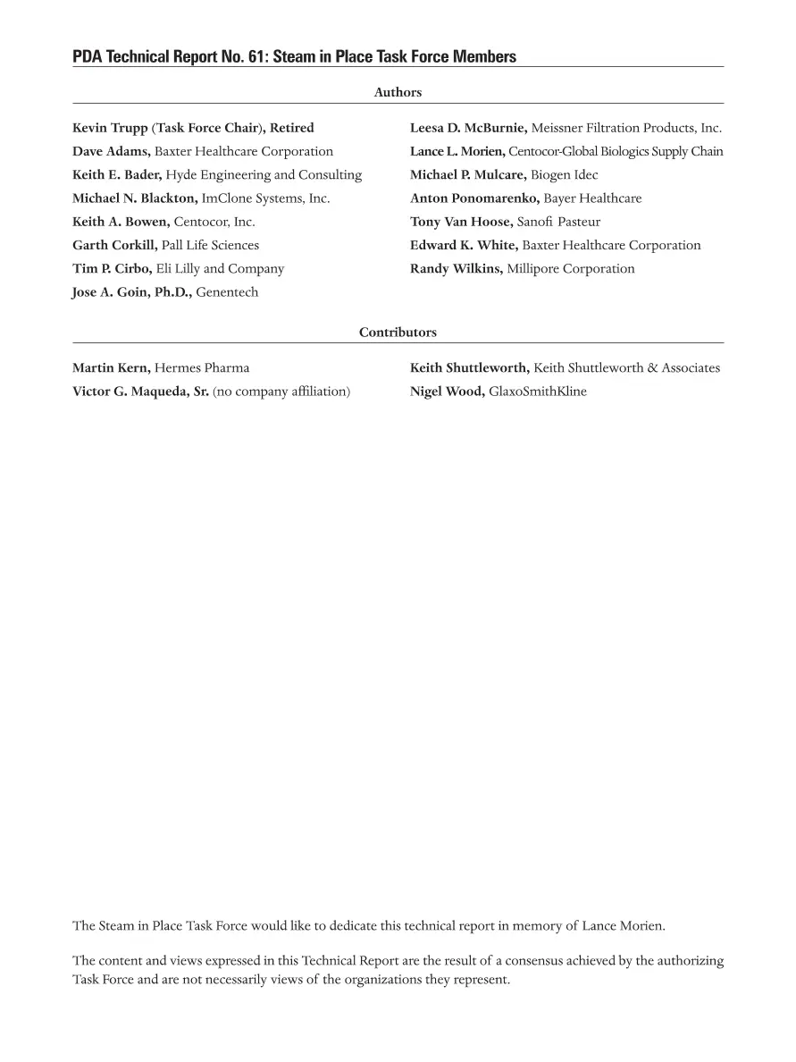 PDA TR 61 PDF - Technical Report No. 61 (TR 61) Steam In Place